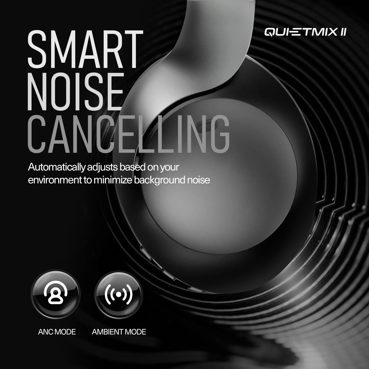 Sonictrek QuietMix II Active Noise Canceling Wireless Headphones With ...